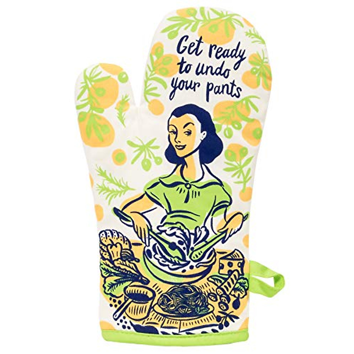 Blue Q Oven Mitt, Get Ready to Undo Your Pants. Super-Insulated Quilting, Natural-Fitting Shape, 100% Cotton