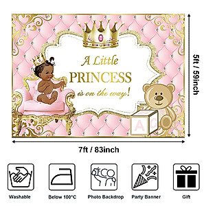 Mocsicka Royal Pincess Baby Shower Backdrop Pink Gold Little Royal Princess Photography Bakcground Gold Crown Baby Shower Decorations, 7x5ft