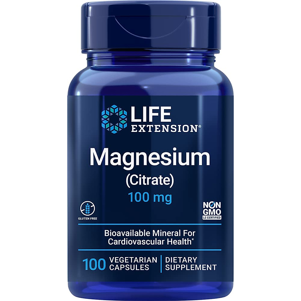 Life Extension Magnesium Citrate, 100 Mg, 100 Capsules (2 Pack)