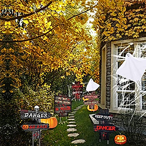 CaseTank Halloween Decorations Outdoor 6 Pack Halloween Decor Yard Signs Beware Warning Bloody Signs with Stakes for Halloween Lawn,Haunted House,Garden,Driveway Decor Scary Theme Party Supplies
