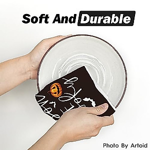 Artoid Mode Ghost Pumpkins Bats Cat Hey Boo Halloween Kitchen Towels Dish Towels, 18x26 Inch Seasonal Decoration Hand Towels Set of 2