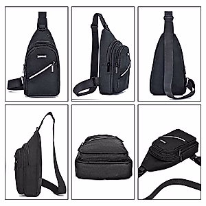 Aisijimo Small Sling Bag For Women Men Casual Crossbody Sling Backpack (Black-B)