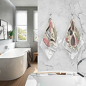 ALAZA Floral Sugar Skull Day of Dead Hand Towels for Bathroom 1OO% Cotton 2 pcs Face Towel 16 x 28 inch, Absorbent Soft & Skin-Friendly