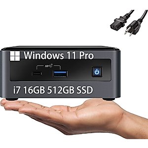 Intel NUC 10 Mini Performance Kit, 16GB RAM, 512GB PCIe SSD, Core i7-10710U, UHD Graphics, Windows 11 Pro, 3-YR Warranty, IST Cable, RJ45, Wi-Fi 6, BXNUC10i7FNHN