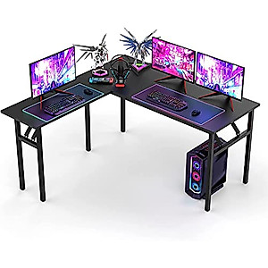 L Shaped Desk, Folding Computer Tables,55"x 55"Computer Corner Desk, Home Gaming Desk, Office Writing Workstation, Space-Saving, Easy to Assemble,Black