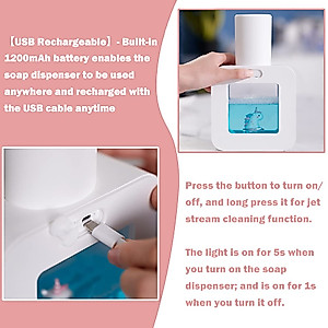 AMYESE Cute Automatic Foam Soap Dispenser - Kids Touchless Hand Soap Dispenser,Wall Mount Waterproof USB Rechargeable, 13.5oz/ 400ml for Bathroom Countertop, Kitchen, Office, Hotel, Preschool Children