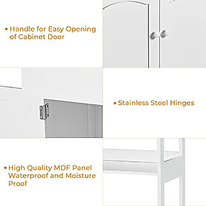 Kitchen Pantry Storage Cabinets Freestanding Tall Bathroom with Shelves and Drawer 64''H Sideboard Storage Cabinet with Microwave Space Cupboard Storage Organizer for Home Office,White