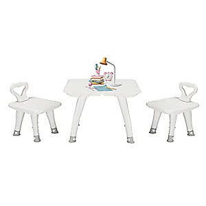 JOYMOR Kids Table and Chairs Set of 3, HDPE Material Ideal of Snack, Game, Craft, Art, Meal, White, 3 Piece Set