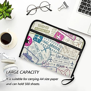 susiyo Expanding File Folder Travel Passport Visa Stamps Expanding Organizer File Folder with 13 Pocket for A4 Letter Size