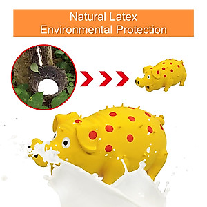 Andiker Dog Squeaky Toy, Dots Latex Dog Chew Toys with a Oinks Sound Squeaker Grunting Pig Dog Toy Durable Self Play 8" Dog Squeeze Toy for Dental Biting Chasing to Kill Boring Time (Yellow)