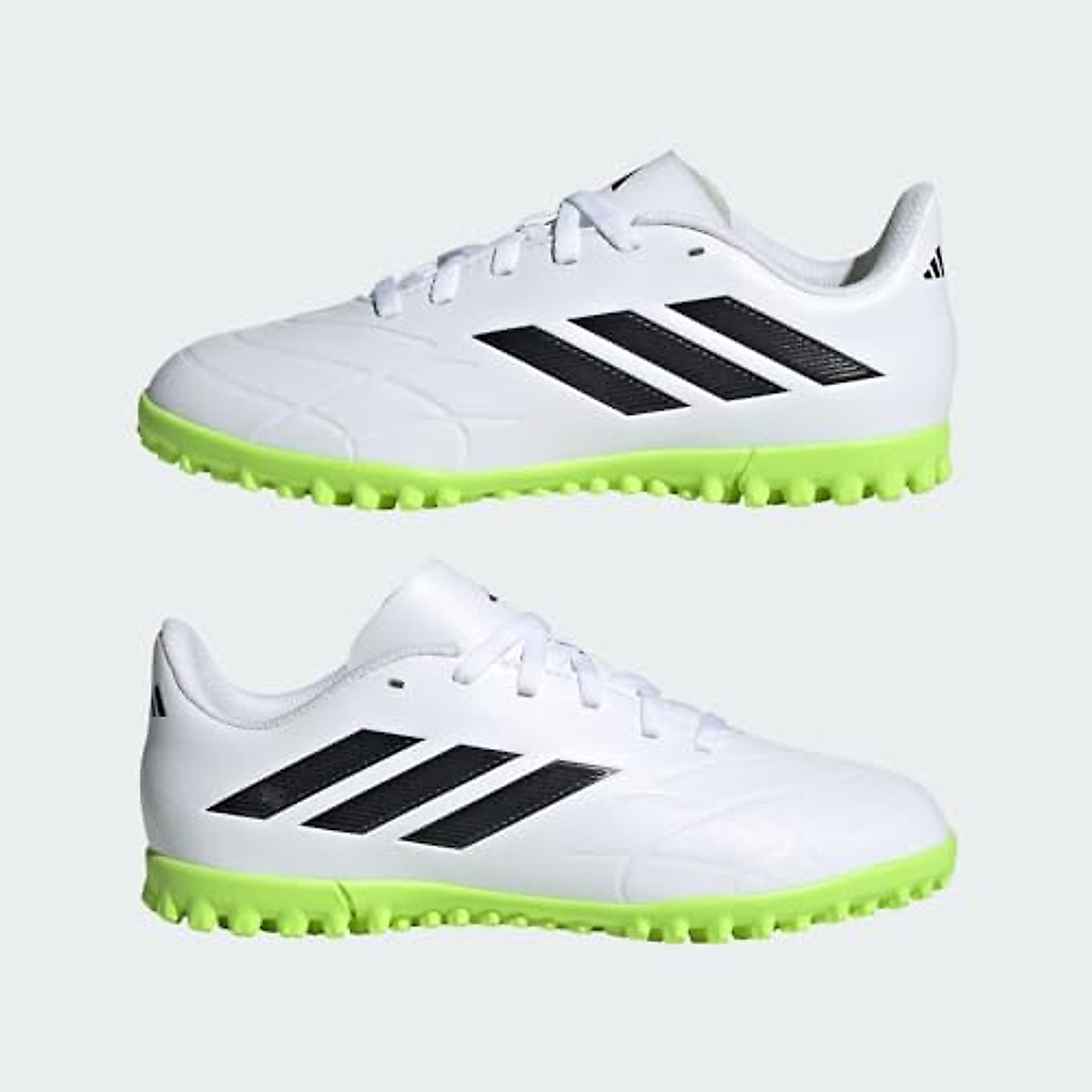 adidas Copa Pure.4 Turf Sneaker, White/Core Black/Lucid Lemon, 5.5 US Unisex Big Kid