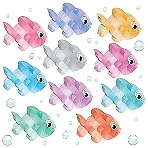 100 Pack Colorful Fish Mini Accents Creative Fish Cutouts Teaching Products Paper Ocean School Supplies Ocean Theme Early Childhood Education Materials for School Bulletin Board Decor
