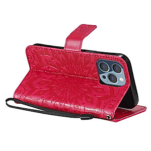 Fansipro Phone Cover Wallet Folio Case for Oppo Reno 6 PRO Plus 5G, Premium PU Leather Slim Fit Cover for Reno 6 PRO Plus 5G, 2 Card Slots, Exact Fitting, Red