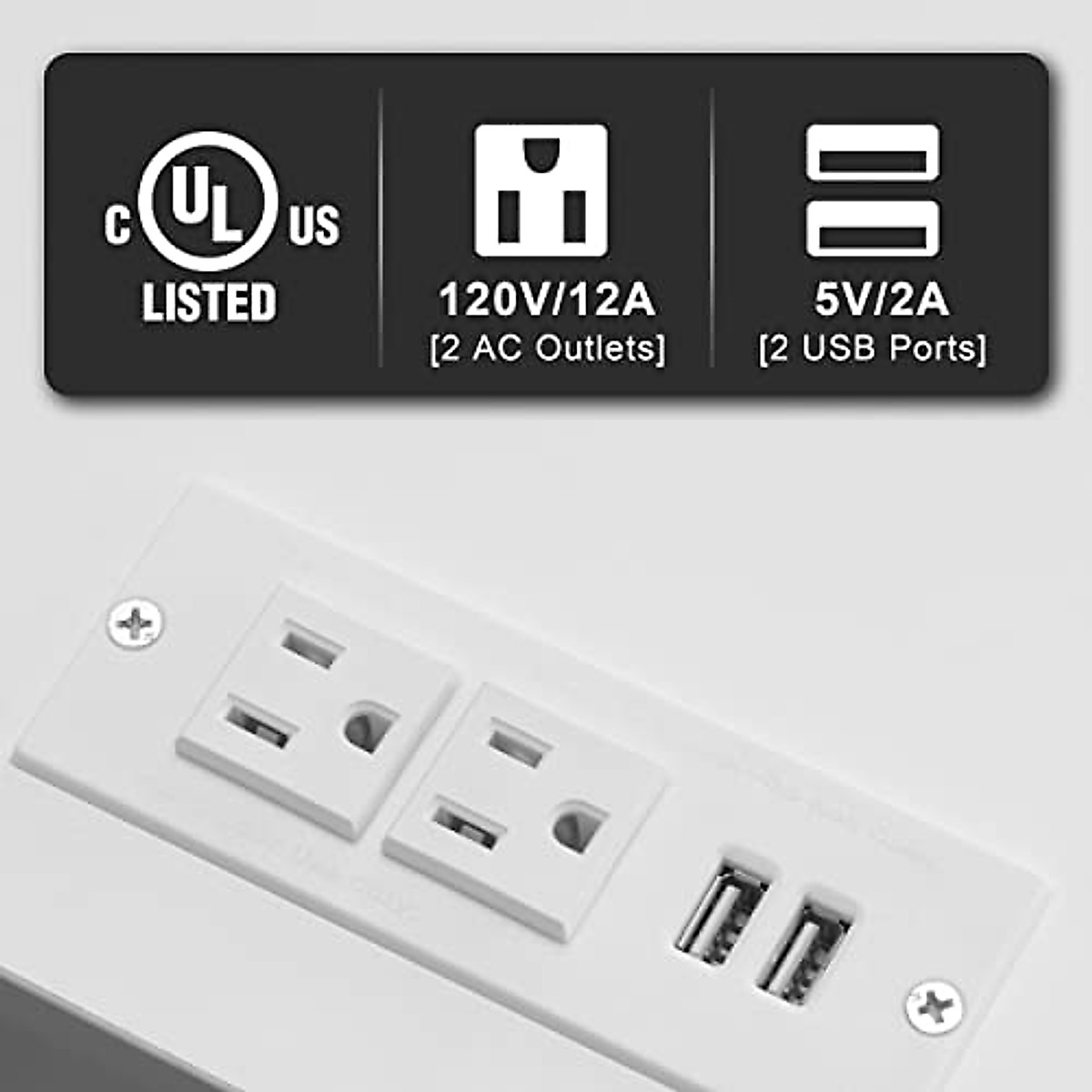 PrimeZone LED Nightstand with Charging Station - Modern End Table Bedside Table with USB Ports & Outlets, Wooden Bedroom Night Stand with 2 Drawers & Open Storage, White