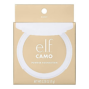 e.l.f. Camo Powder Foundation, Lightweight, Primer-Infused Buildable & Long-Lasting Medium-to-Full Coverage Foundation, Fair 140 W