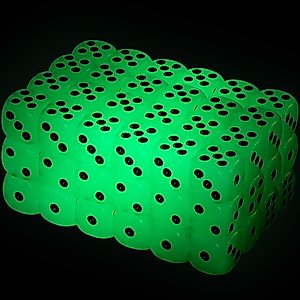 Sumind Glow in The Dark Dice 6 Sided Dice with Black Velvet Pouches for Table Board Games, Party Favors, Toy Gifts(54 Pieces)