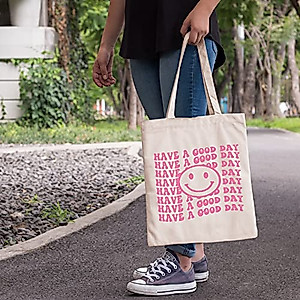 Kimoli Canvas Aesthetic Tote Bag for Women Beach Bag Shopping Bags School Shoulder Bag Reusable Grocery Bags