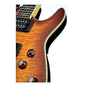 Schecter Omen Extreme-6 6-String Electric Guitar (Right-Handed, Vintage Sunburst) Bundle with Hard Shell Protective Carrying Case (2 Items)