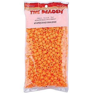 The Beadery 6 by 9mm Barrel Pony Bead, Orange, Small, 900-Pieces