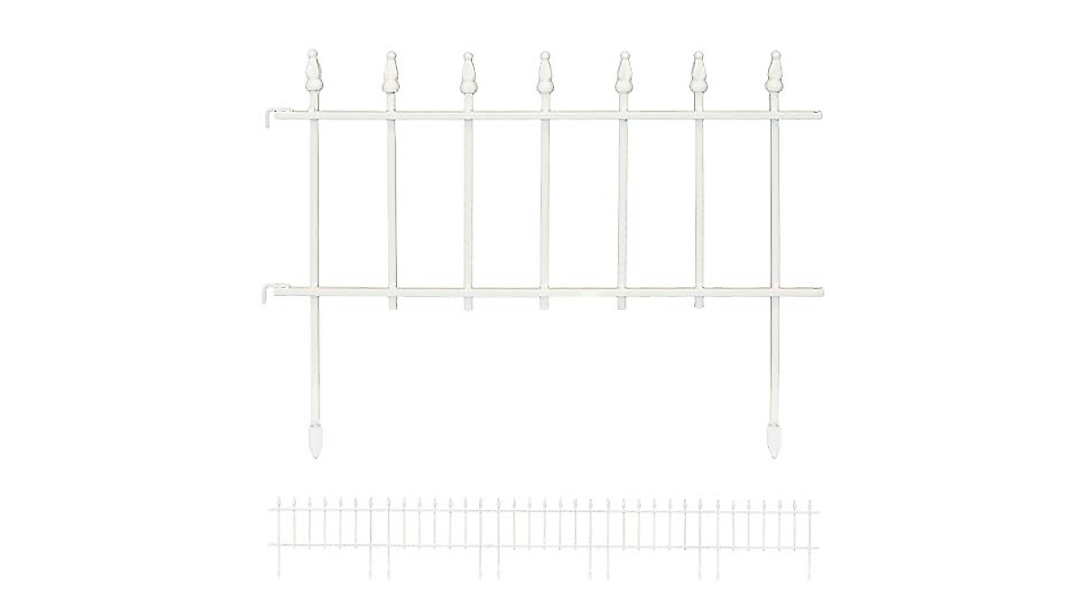 Decorative White Roman Garden Fence Set – 5 Panels, 9 ft Length