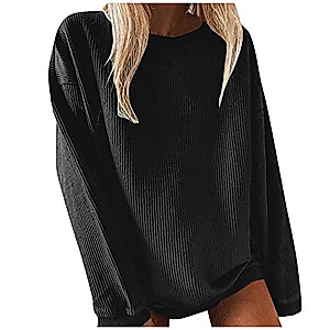 Soft 2023 Fall Sweaters y2k Hoodie Jacket Ribbed Long Sleeve Gold Earrings for Women Trendy Halloween Womens Clothes Boho Tops Pullover Jumper Robes for Women Waffle Sweater