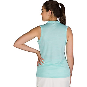 Three Sixty Six Women’s Collarless Golf Polo Shirt - Dry Fit, Breathable, Compression Golf Tops Aqua Blue