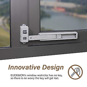 EUDEMON Window Lock Children Protection Window Restrictor Child Safety Window Stopper Falling Prevention Locks Limiter Easy to Install and Use 3M VHB Adhesive no Tools Need or Drill