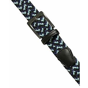 2 Count Men's Stretch Belt Braided Elastic Stretch Belt Casual Weave Canvas Fabric Woven Belt 1-3/8" Wide (Black/Blue/Navy- Black/Gray/White, XXXL)