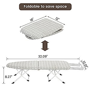 STORAGE MANIAC Tabletop Ironing Board with Iron Rest, Portable Ironing Board with Cover and Pad, Compact Space Saving Foldable Countertop Ironing Board for Home Supply, Dorm, Travel - Maze
