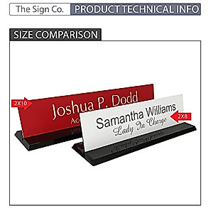 Personalized Office Name Plate Desk Sign with Molded Base in Black - 2x10 - CUSTOMIZE