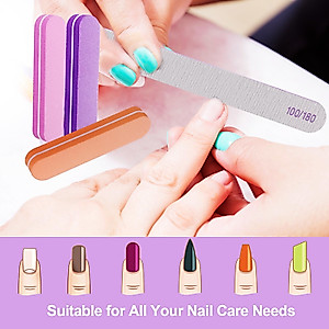 Nail File and Buffer Set (12 Pcs), Nail Files for Gel Nails Acrylic Natural Nails, limas para unas acrilicas Professional Manicure Nail File Kit 100/180 Grit Emery Board Filer Buffing Buffers Blocks