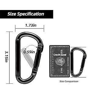 EZYA Carabiner Clip, 860lbs, 3" Iron Heavy Duty Carabiner, D Shape Hook - Hammocks, Camping, Hiking Accessories, Keychains, Caribiniers for Dog Leash, Yoga Swing, Gym etc, Black