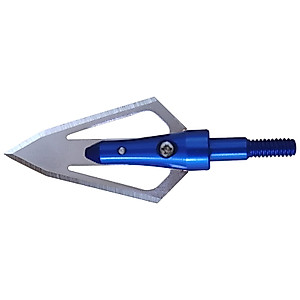 e5e10 Steel Flat Broadheads with 2 Blades 100 Grain Hunting Arrow Tips Screw Thread 0.9" Cut Archery Arrowheads + 1 pcs Black Broadhead Case Plastic Portable Case for Arrowheads (12pcs) (Blue)