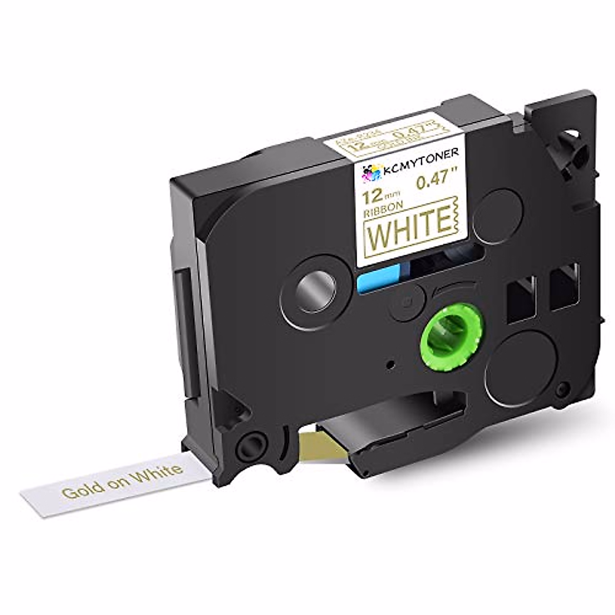 KCMYTONER Xmas Gift Wrapping Satin Ribbon Label Tapes Gold on White 1/2" 12mm Compatible for Brother TZe-R234 TZR234 Work with P-Touch Embellish PT-D210 PT-D400 D600 PT-H100 Label Makers, 1 Pack