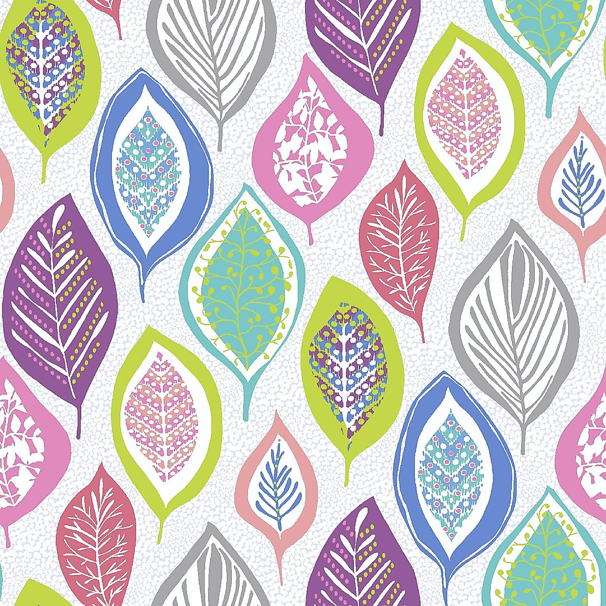 Stitch & Sparkle 100% Cotton 44" Organic Leaves Multi Color Sewing Fabric by The Yard