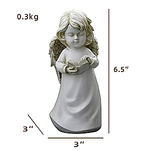Gardenfans Angel Figurine Gifts Outdoor Decor Garden Reading The Bible and Collectible Figurines for Patio,Lawn,Yard Art Decoration, Housewarming Garden Gift (white2)