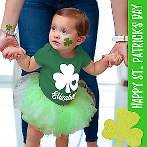 Ugly Christmas Sweater Personalized St. Patrick's Day Green Baby Short Sleeve Onesie w/Name