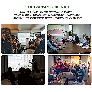 Smart Pocket Mini Projector,ASHATA 2.4G WiFi 4k HD Projector Support Bluetooth 4.0 Android6.0 OS USB TF Card for Home Cinema,Wireless Phone Connection for Movies, Presentations,Gaming,Phone(Black)