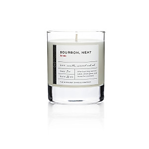 Wixology Cocktail Inspired Bourbon Neat Soy Candle - Vanilla Caramel and Oak Scented Candle in Reusable Rocks Glass - Made in Kentucky - 7 oz