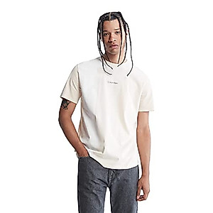 Calvin Klein Men's Paint Texture Logo Crewneck T-Shirt, Tapioca, Large
