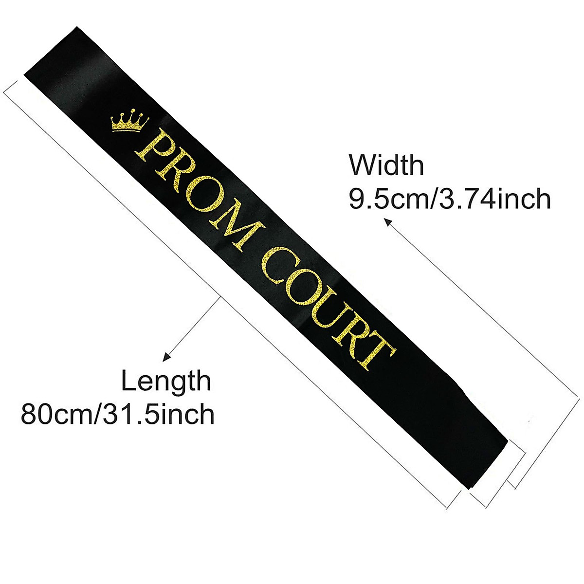 Prom Court Sashes Set of 6, Black and Gold Glitter Prom Court Sashes, 6 Pieces, Prom School Party Accessories, Prom Court Set for Prom King, Prom Queen, Prom Court
