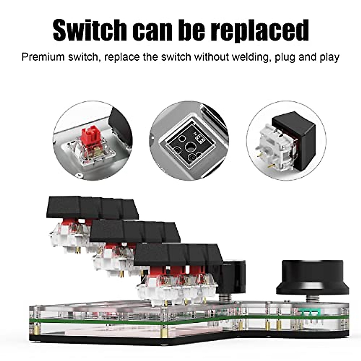 FOTABPYTI Custom Mini Keyboard Mini Gaming Keyboard Switches Interchangeable 3 Buttons 1200mAh Programmable for PC (Black)