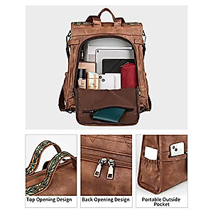 FADEON Womens Backpack Purse Designer Ladies Shoulder Bag Vegan Leather Large Travel Backpacks Purses for Women