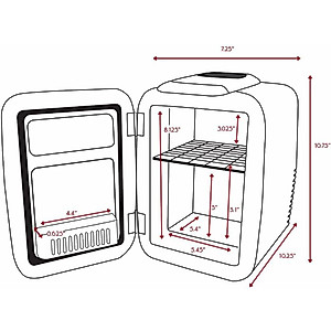 Cooluli Mini Fridge for Bedroom - Car, Office Desk & Dorm Room - Portable 4L/6 Can Electric Plug In Cooler & Warmer for Food, Drinks, Skincare Beauty & Makeup - 12v AC/DC & Exclusive USB Option, Black