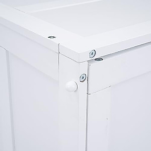 HBRR Queen Size Chest, Wood Murphy Frame, Versatile Cabinet Foldable Platform Bed, White w/Rotable Desk & Shelves