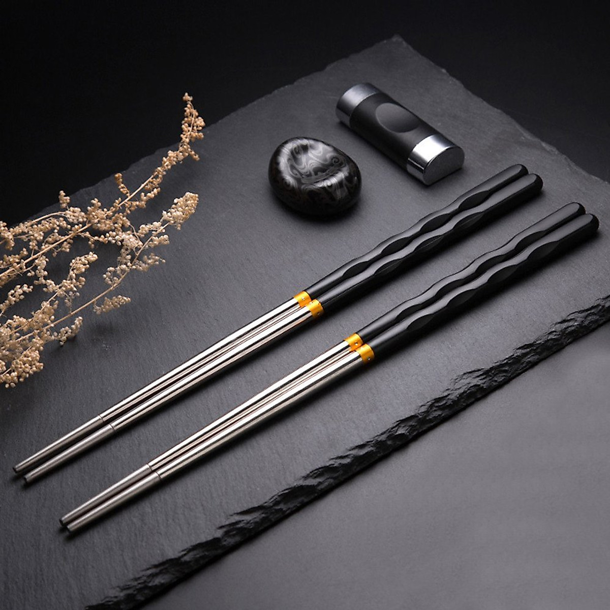 FAONIE 5 Pair Stainless Steel Chopsticks Gift Set Japanese Hotel Restaurant Chopsticks Set (Japan)