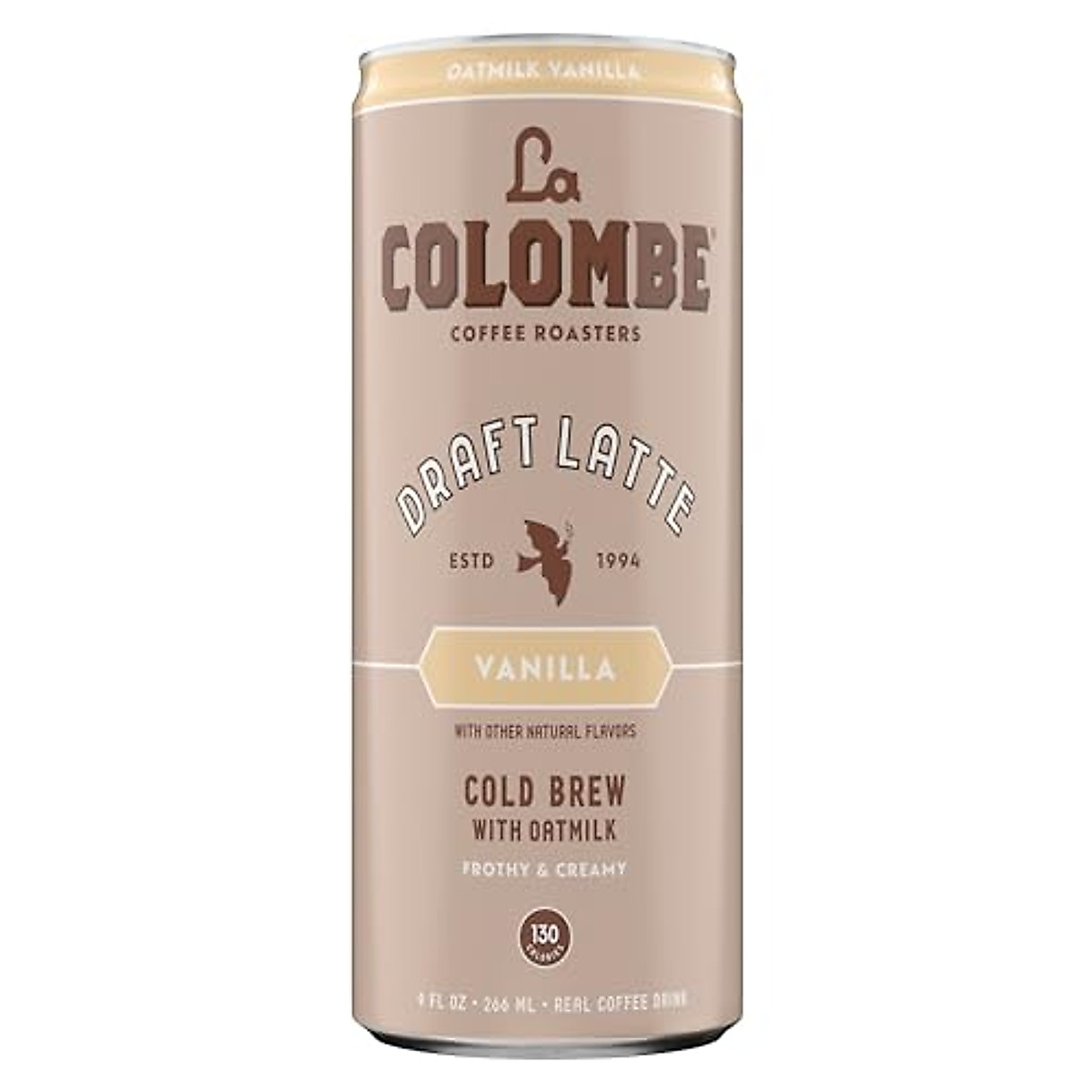 La Colombe Vanilla Draft Latte with Oatmilk - 9 Fl. Oz. 4 Pack - 100% Arabica Brazilian Cold Brew Coffee with Nitrous-Infused Oatmilk, Dairy-Free Vegan Latte, 120mg Natural Caffeine