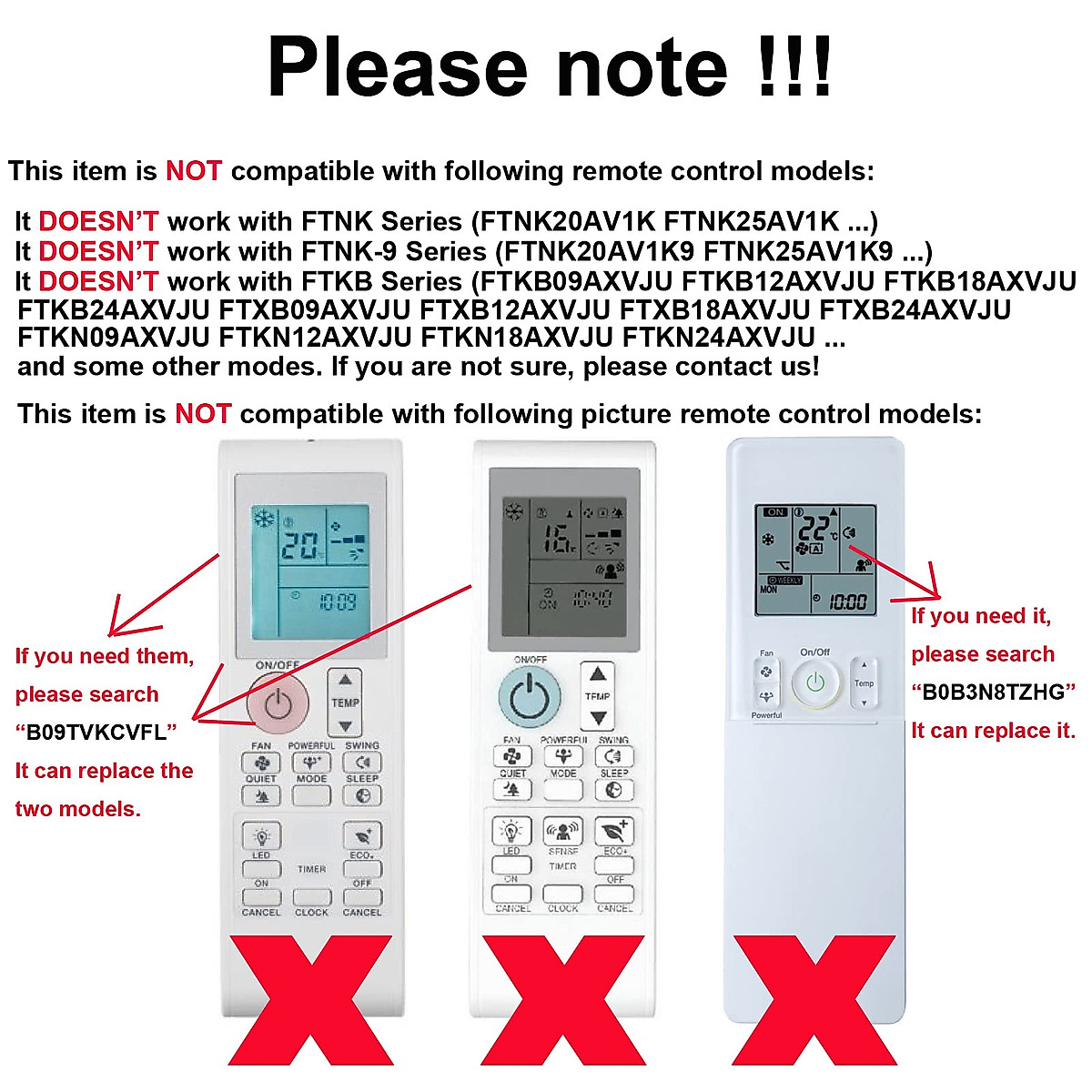 RCECAOSHAN Replacement for Daikin Air Conditioner Remote Control FTK09NMVJU FTX09NMVJU FTK12NMVJU FTX12NMVJU FTK18NMVJU FTX18NMVJU FTK24NMVJU FTX24NMVJU English Version Display in Fahrenheit