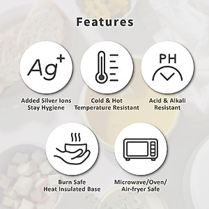 Beso Vida Silicone Bowl Set of 3 with Lids – Multi-Size, Leak-Proof, BPA-Free Food Storage Containers | Freezer, Microwave & Oven Safe | Ideal for Meal Prep, Baby Food & Leftovers (Rocky Gray)