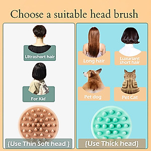 Foladion Silicone Manual Scalp Massager Exfoliator Waterproof Head Scrubber Shampoo Brush Soft and Gentle for Men Women Kids (Green(Thick Head) 1PC)